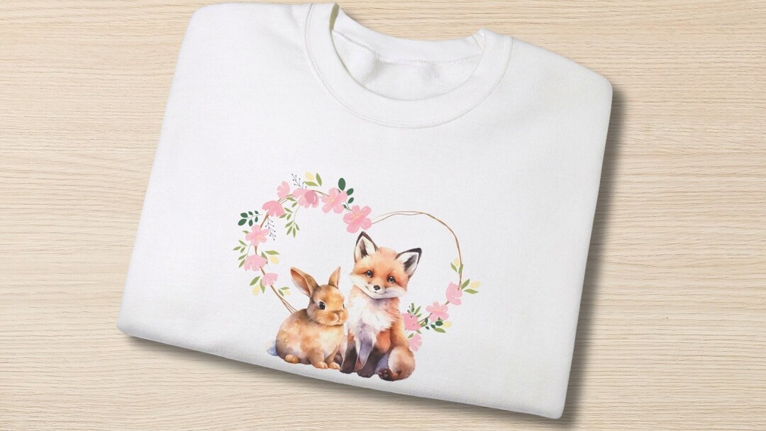 Cute Fox & Bunny PNG for Printing and Design Cottagecore Png Coquette ...