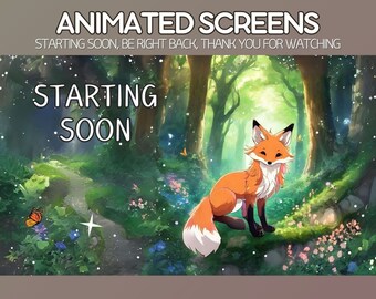 Cute Fox Animated Twitch Overlay Stream Screens 5 Scenes Animated ...