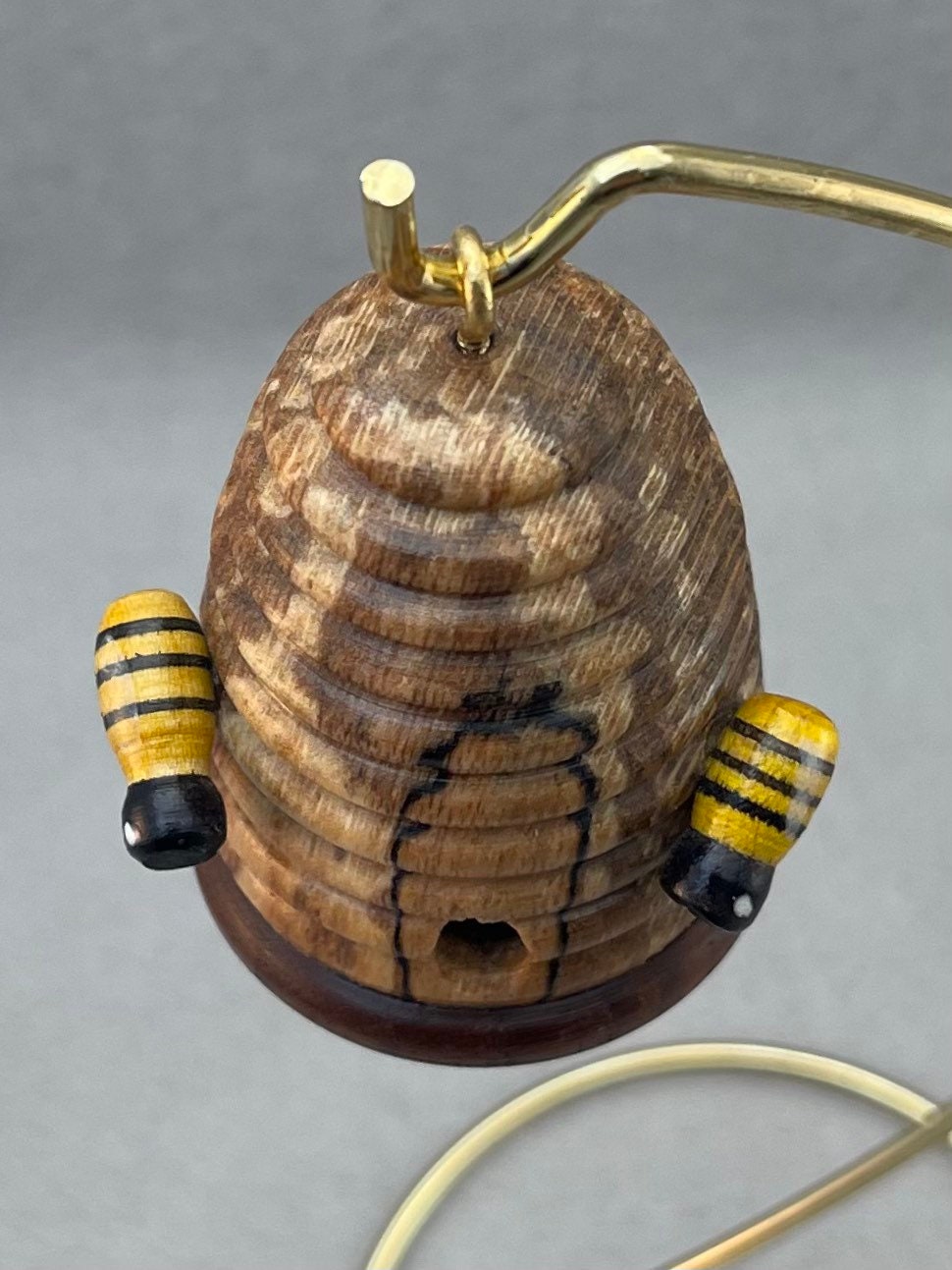 Handcrafted Turned Wood Bee Hive Ornament - Etsy