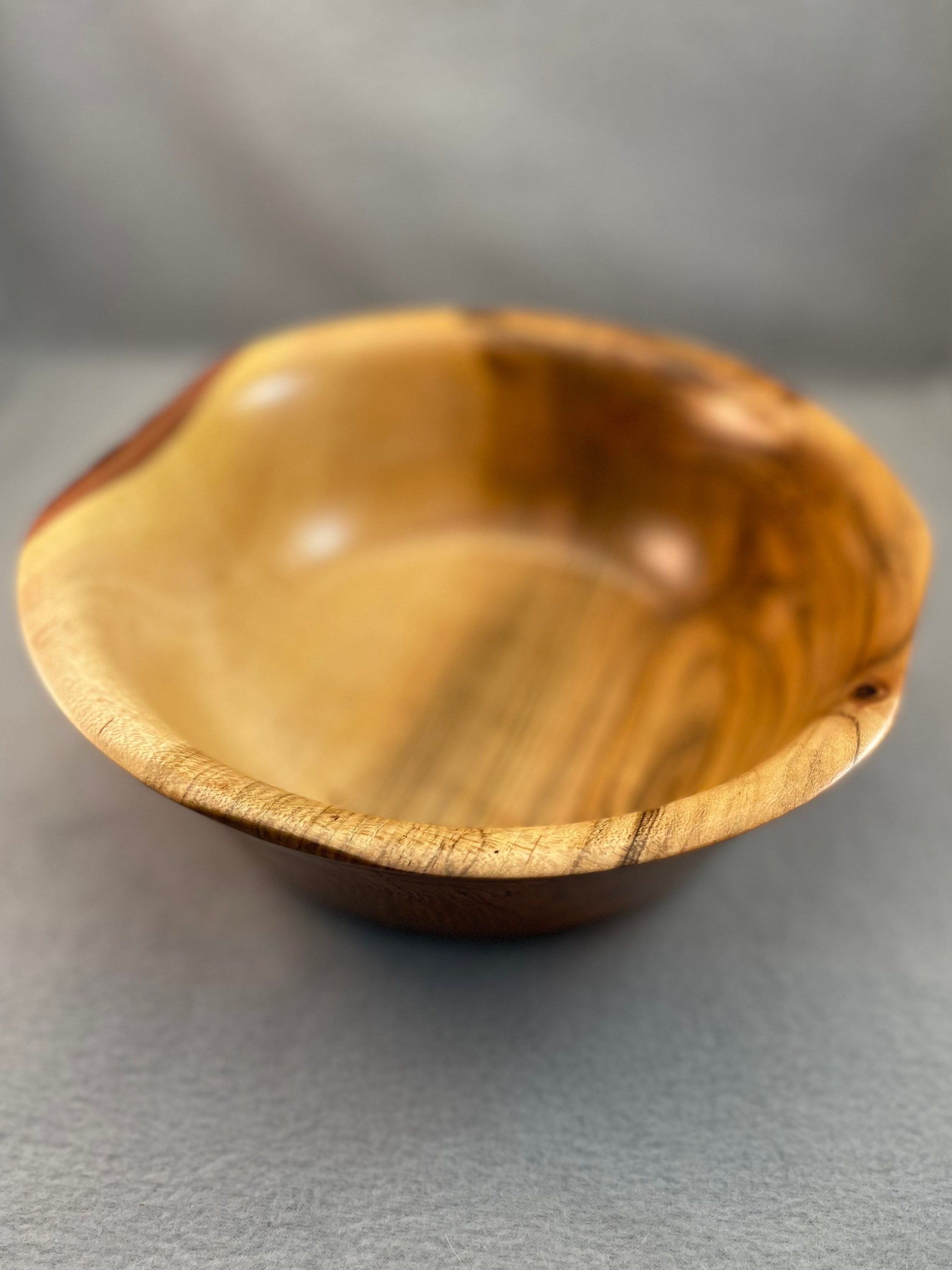 Hand Turned Ambrosia Maple Wood Bowl With Partial Live Edge - Etsy