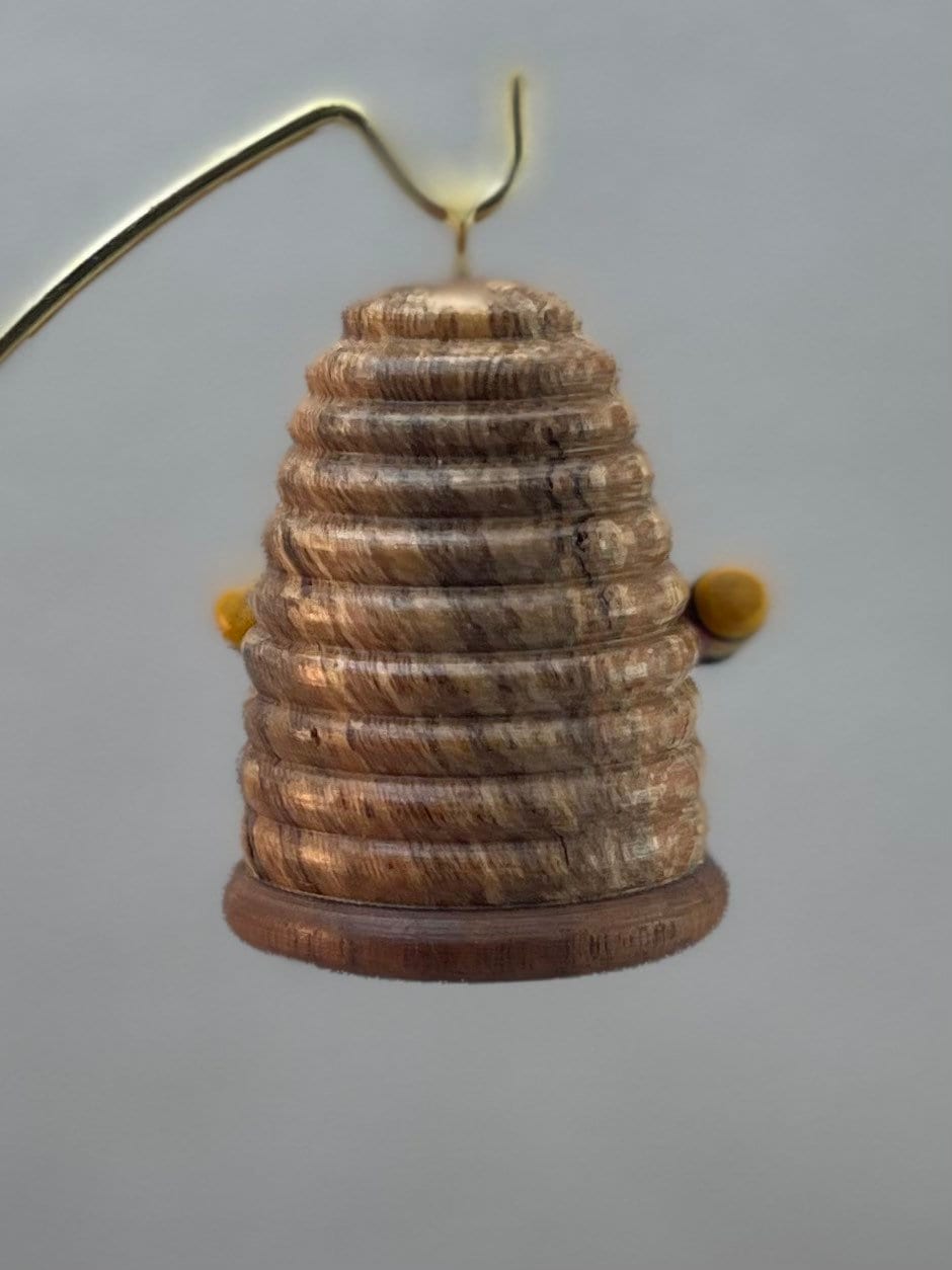 Handcrafted Turned Wood Bee Hive Ornament - Etsy