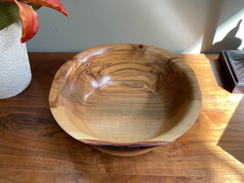 Hand Turned Ambrosia Maple Wood Bowl With Partial Live Edge - Etsy