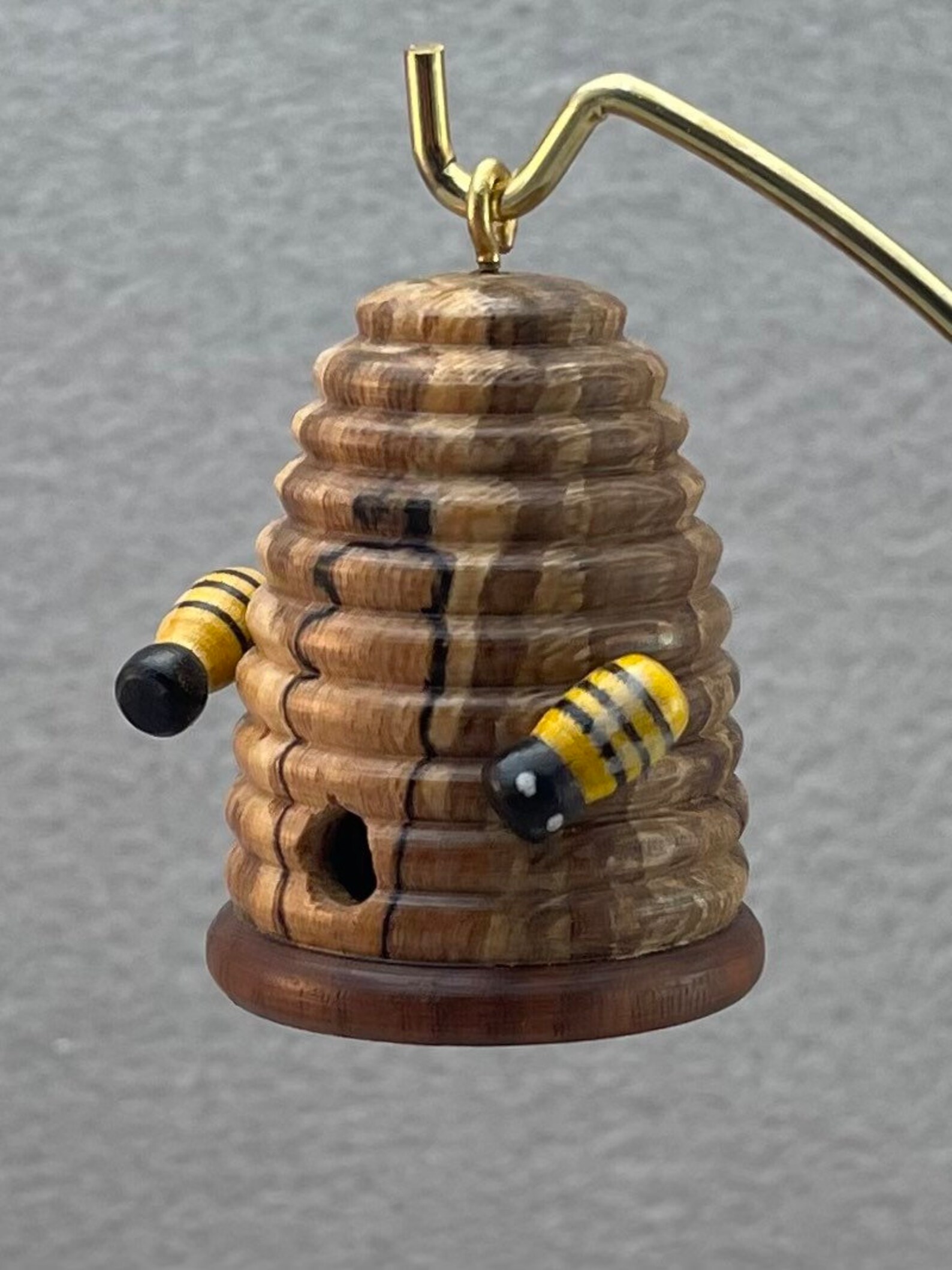 Handcrafted Turned Wood Bee Hive Ornament - Etsy