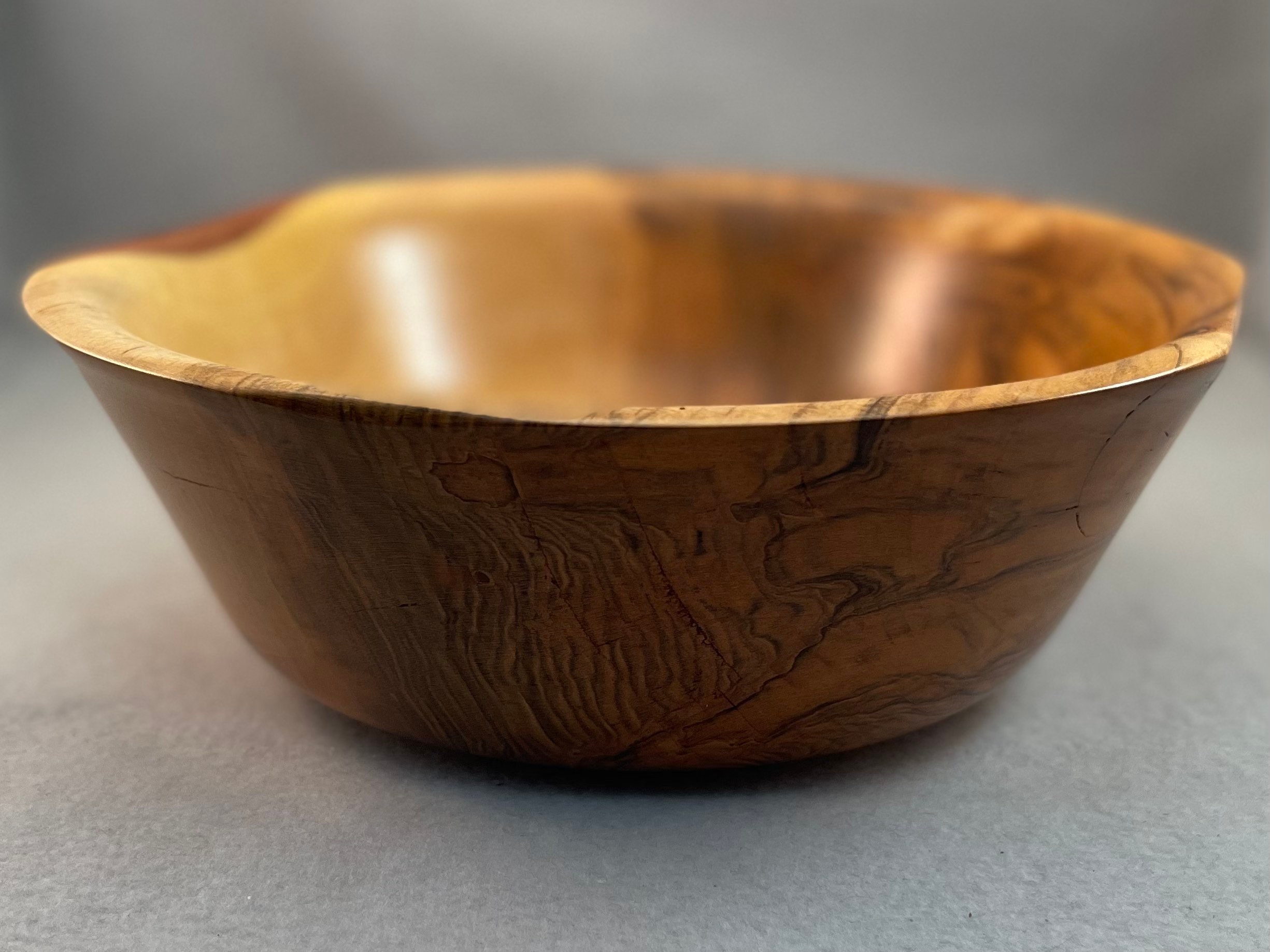 Hand Turned Ambrosia Maple Wood Bowl With Partial Live Edge - Etsy