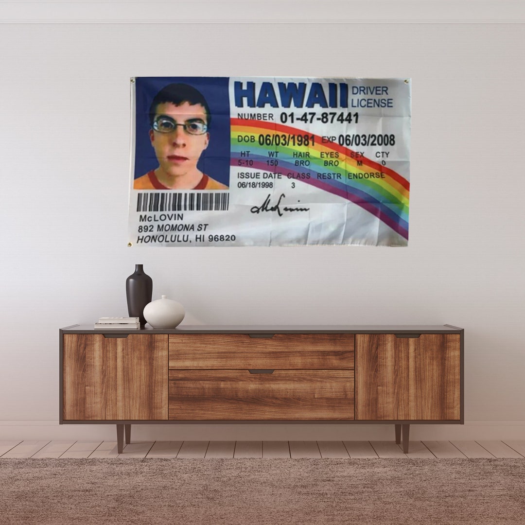 Driver License Mclovin Flag HAWAII Tapestry Wall Decorations - Etsy