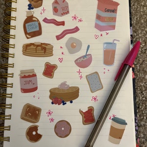 Breakfast Sticker Pack - Etsy