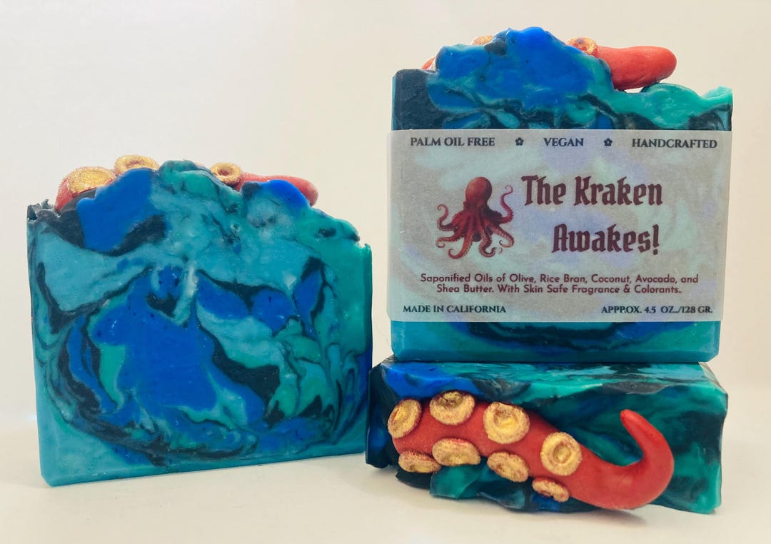 The Kraken Awakes Soap | Octopus Tentacle Design, Ocean Scent - Etsy
