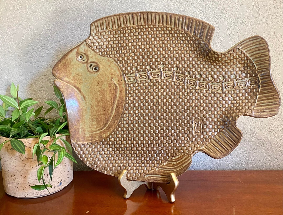 1980s Studio Pottery Stoneware Fish Serving Platter Plate - Etsy