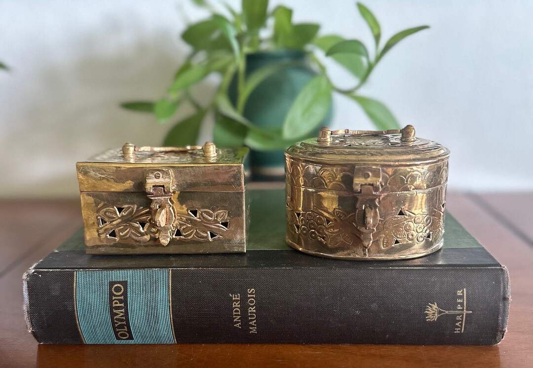 Pair of Small Brass Cricket Boxes, Vintage Cricket Box, Made in India ...