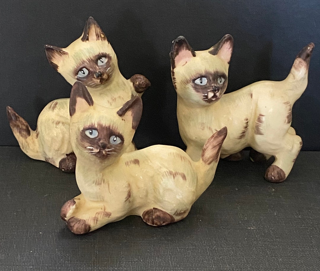 Rare Collection of Vintage Lefton Siamese Kitten Figurines 1562 3 ...