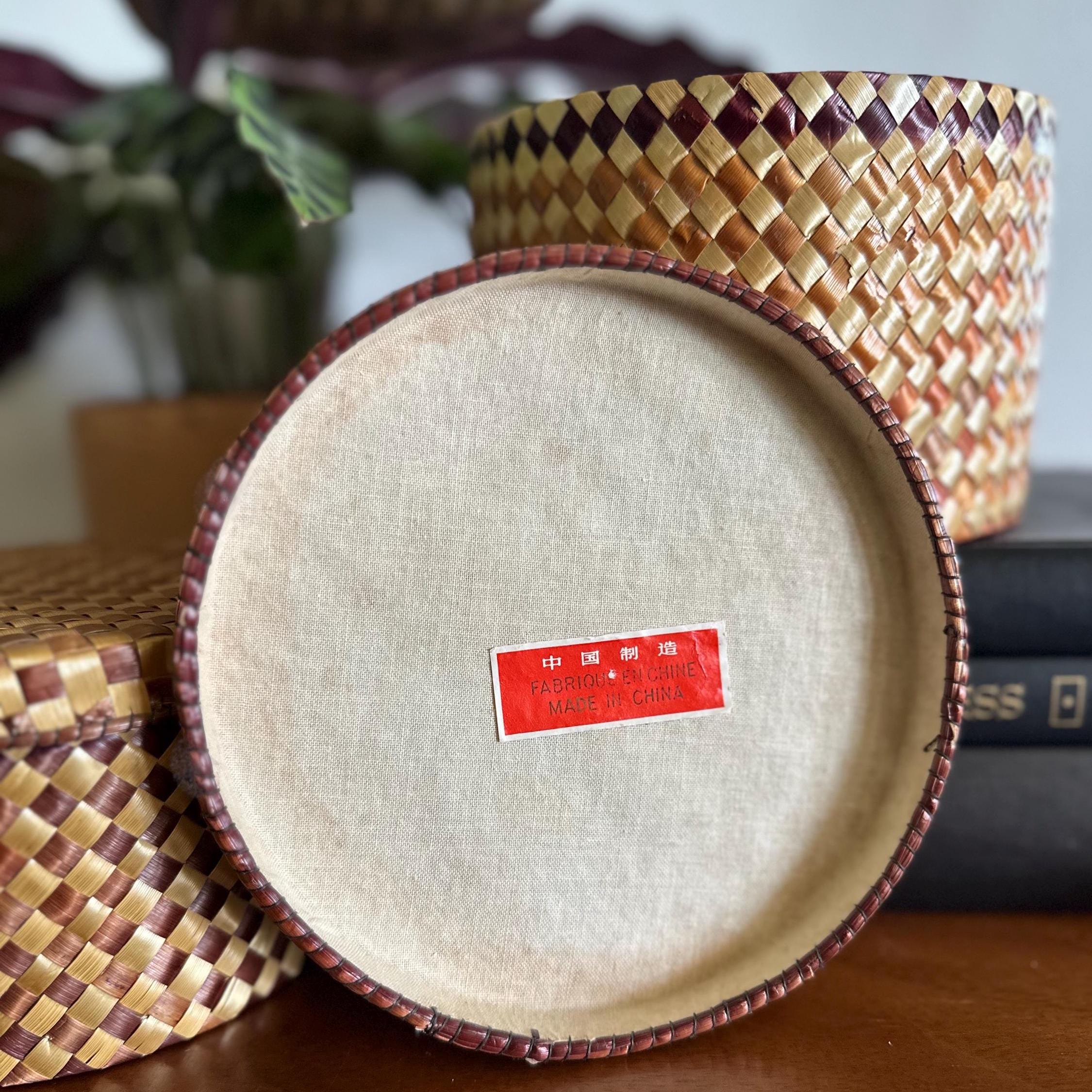 Vintage Chinese Nesting Baskets With Lids Set of 2, Intricate Woven ...