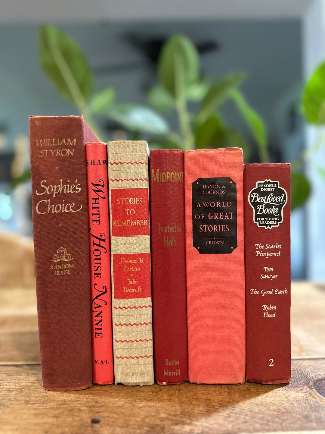 Vintage Book Bundle in Shades of Red 6 Hardcover Antique Books Instant ...