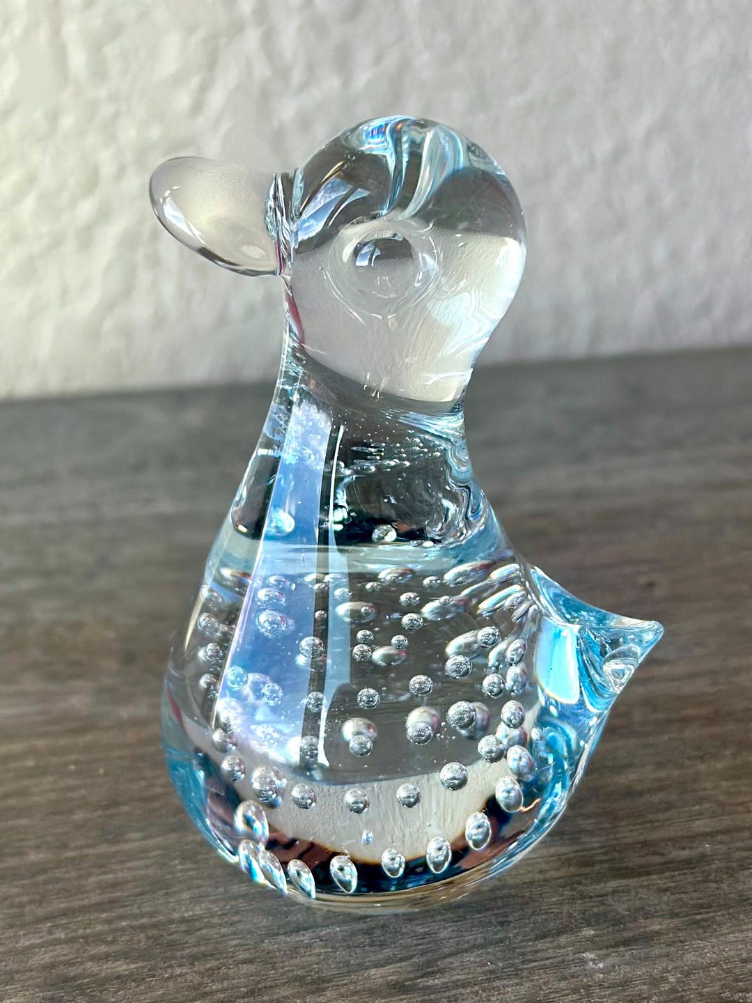 Vintage Hand-blown Clear Glass Duck Paperweight – Controlled Bubble ...