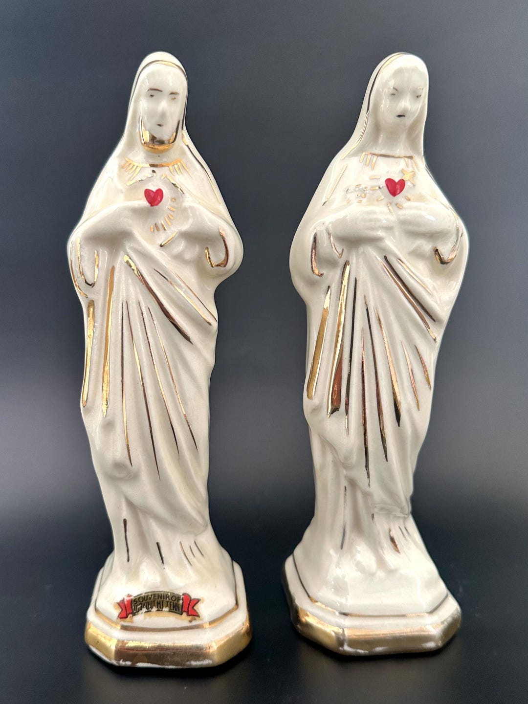 1950s Sacred Heart Porcelain Souvenir Statues – Vintage Religious Decor ...