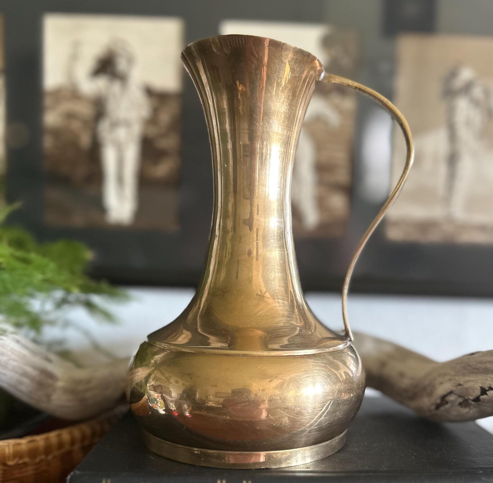 Vintage Solid Brass Vase Vintage Water Pitcher Brass Flower Vase ...