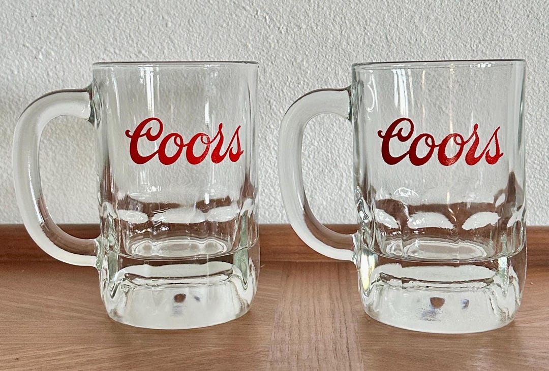 Pair of Vintage Coors Glass Mug Heavy COORS Pint Mug Glass Mug With ...