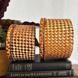 Vintage Chinese Nesting Baskets With Lids Set of 2, Intricate Woven ...