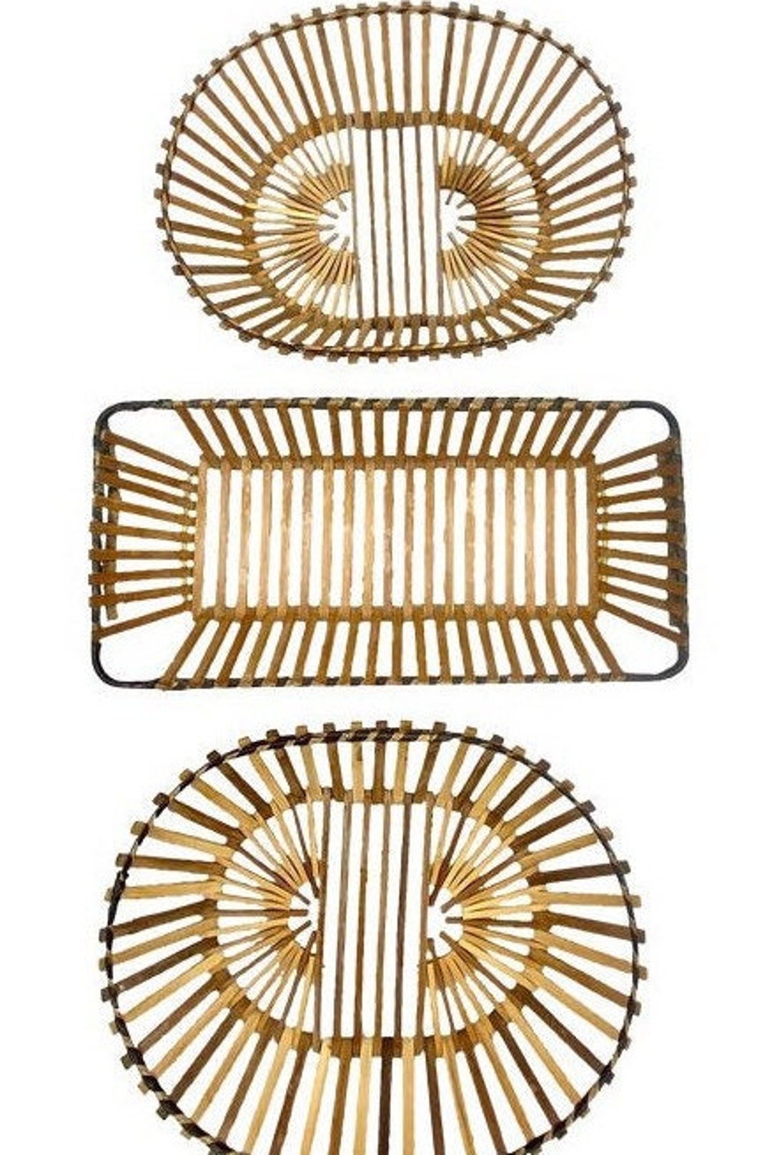 Vintage Split Bamboo Slat Baskets Set of 3 Collection of Wall Baskets ...