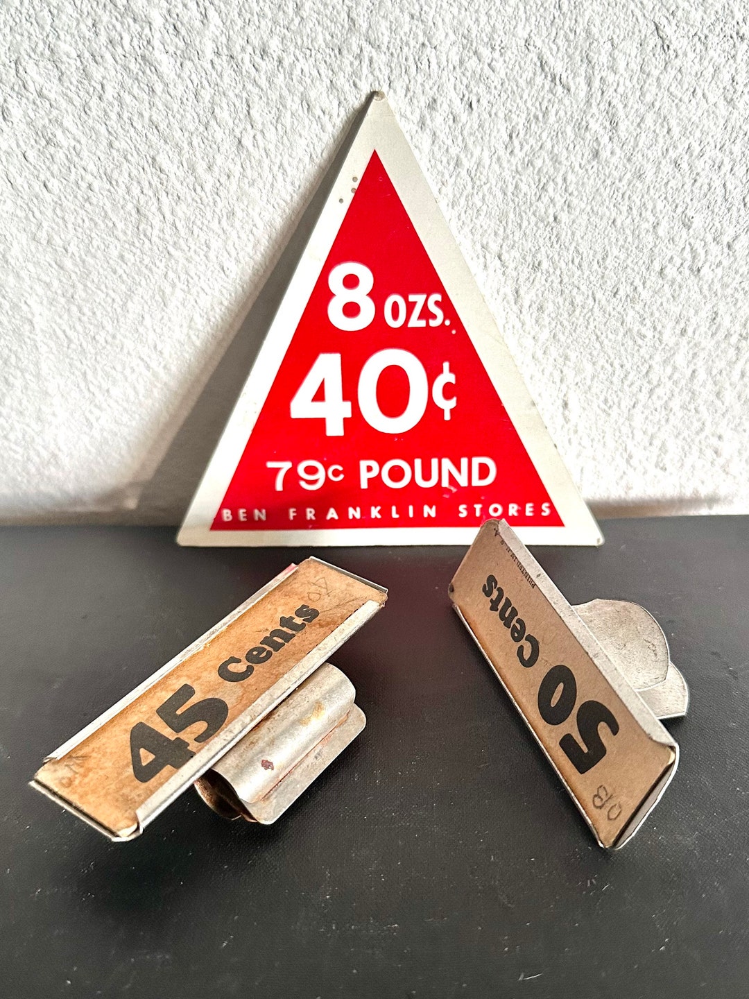 Vintage 40's Store Shelf Price Tags Metal Clips and Paper Sale Card ...