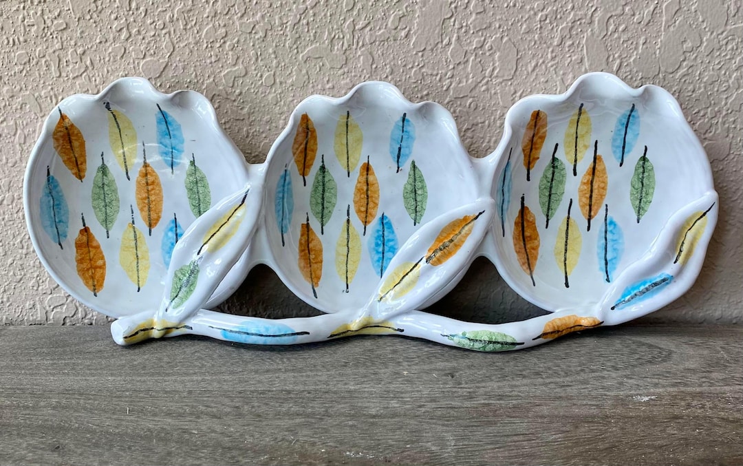 Mid-century Bitossi Piume Feather Dish by Aldo Londi – 3-section ...