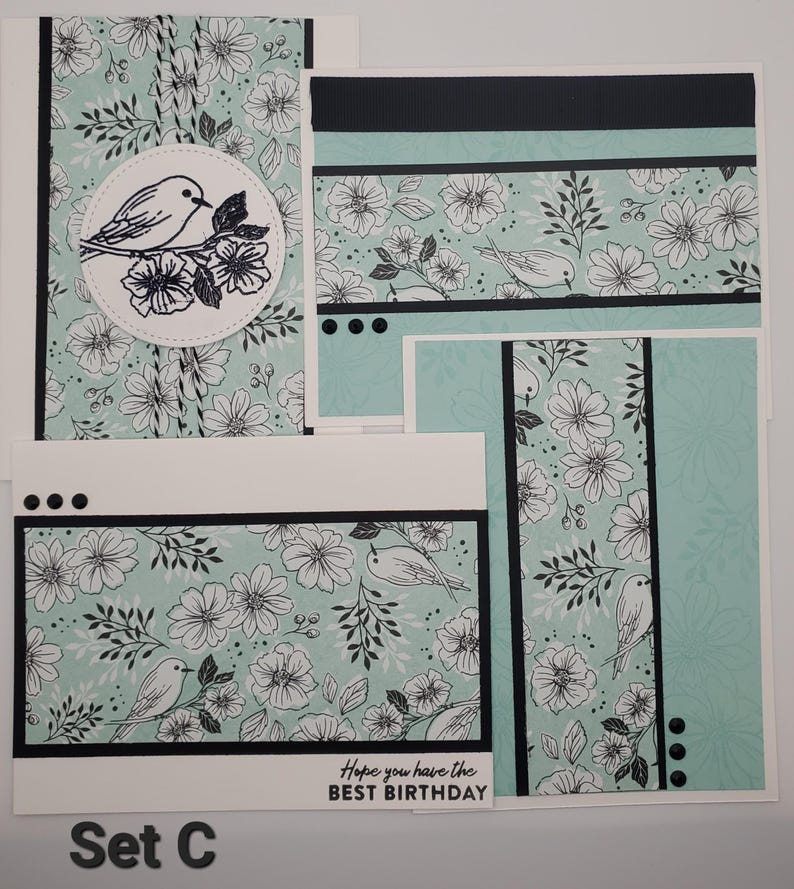 Set of 4 Blue Bird Cards (random Assortment) - Etsy