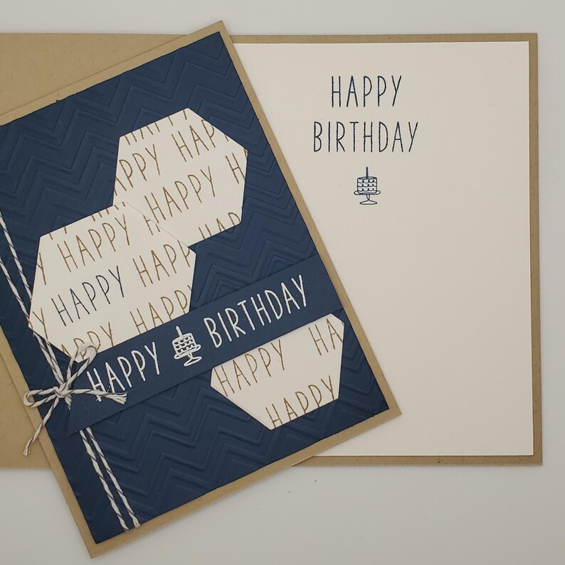 Blue Happy Birthday Card - Etsy