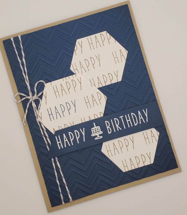 Blue Happy Birthday Card - Etsy