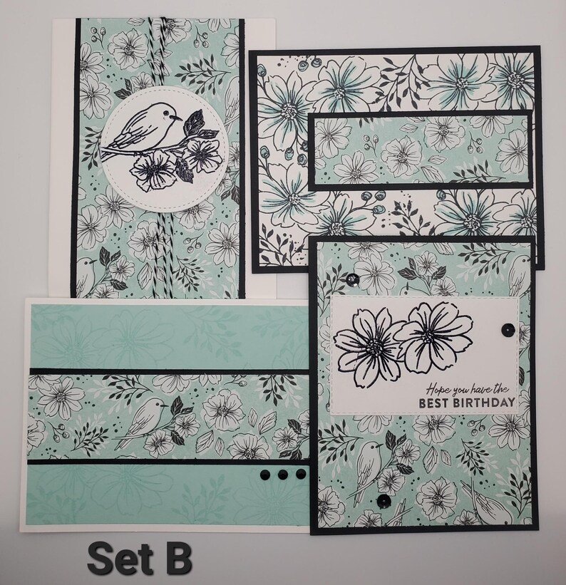 Set of 4 Blue Bird Cards (random Assortment) - Etsy