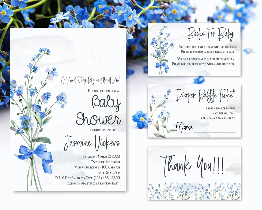 Baby Boy Baby Shower Template Bundle Printable Editable - Etsy