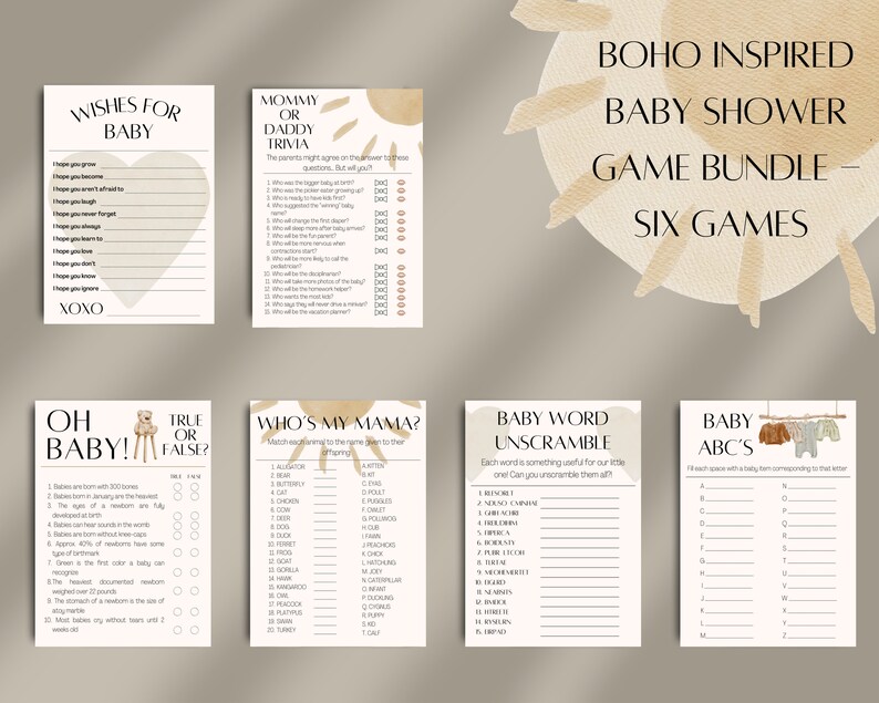 Modern Gender Neutral Baby Shower Games, Editable Instant Download ...