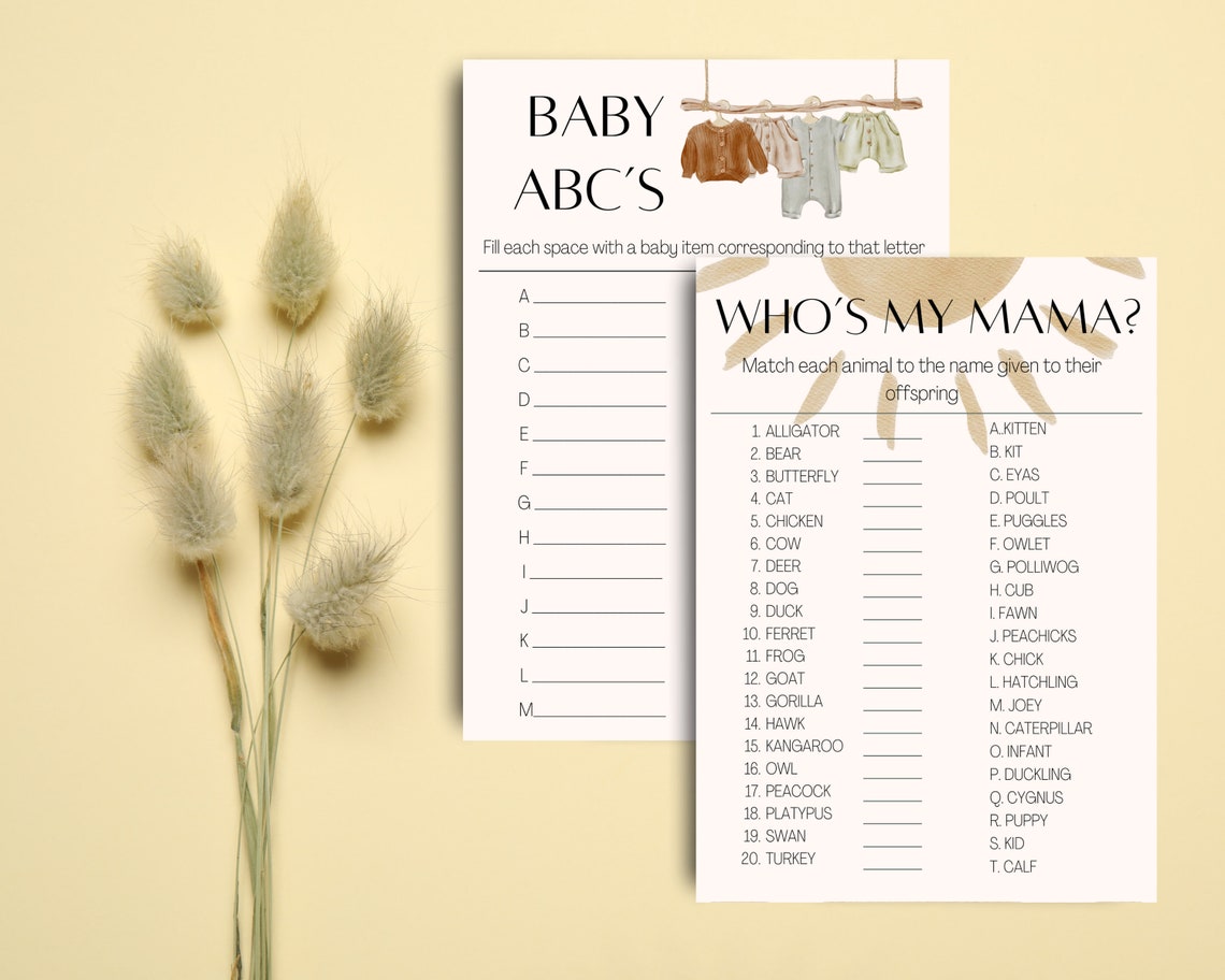 Modern Gender Neutral Baby Shower Games, Editable Instant Download ...