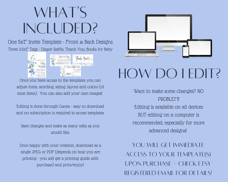 Baby Boy Baby Shower Template Bundle Printable Editable - Etsy