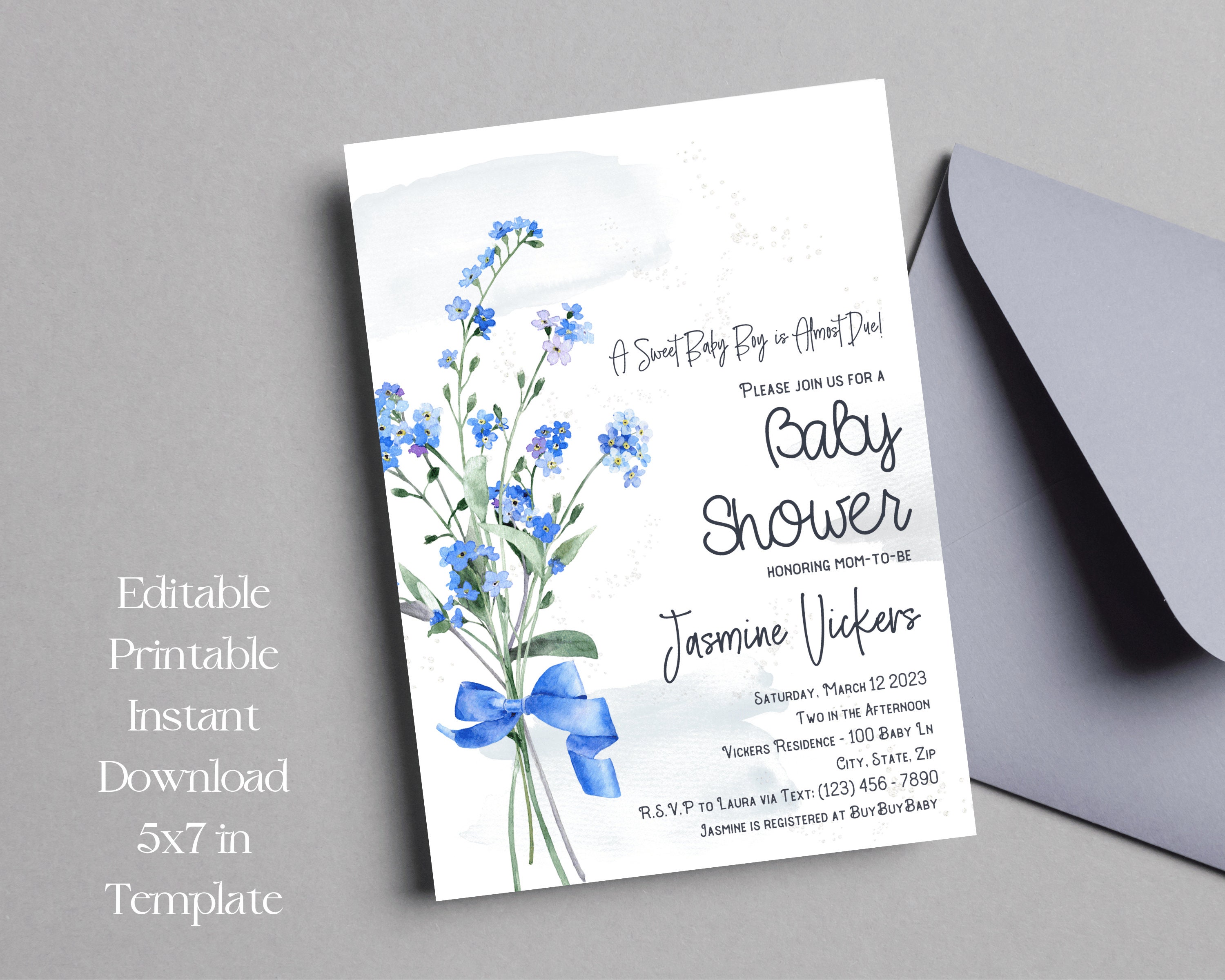 Baby Boy Baby Shower Template Bundle Printable Editable - Etsy