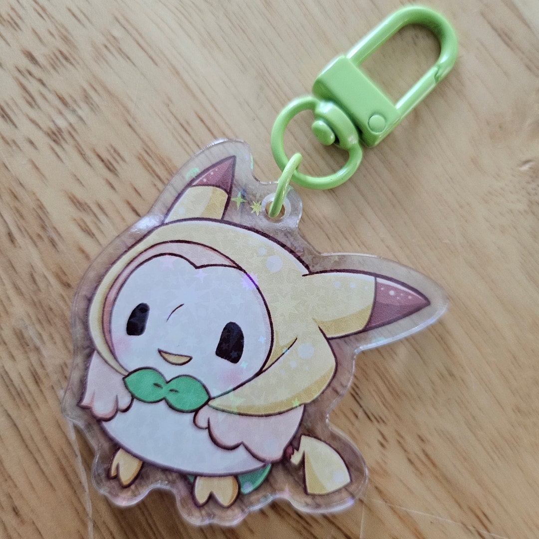 POKEMON Rowlet With Pikachu Hood Holographic Acrylic Keychain 1pc - Etsy