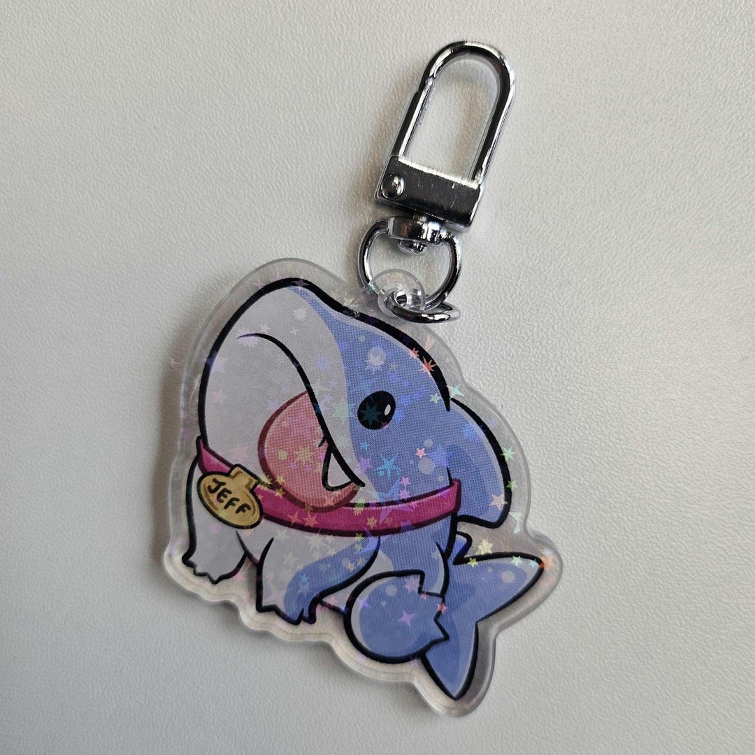 MARVEL RIVALS JEFF the Landshark Cute Holographic Acrylic Keychain 1pc ...
