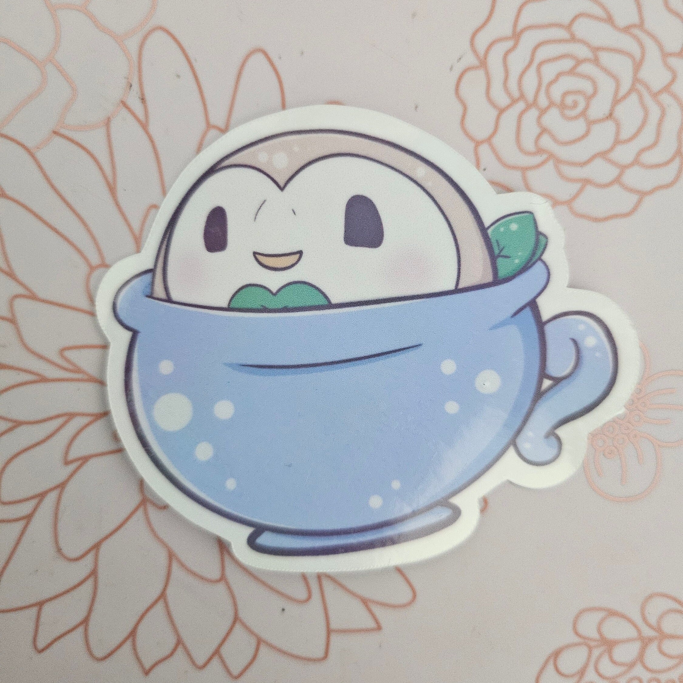 POKEMON Dapper Rowlet in a Tea Cup Die-cut Stickers 1pc or 3pc - Etsy