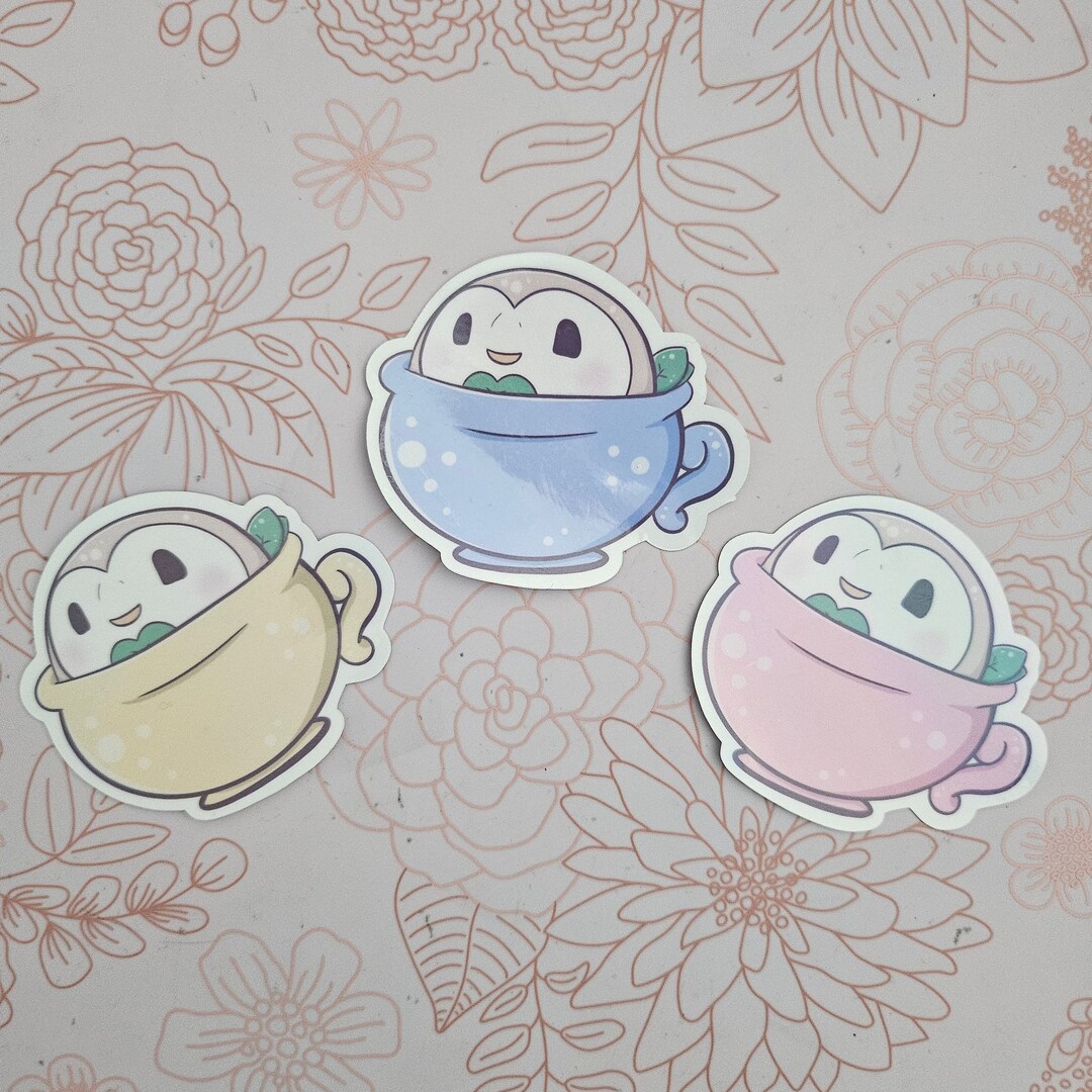 POKEMON Dapper Rowlet in a Tea Cup Die-cut Stickers 1pc or 3pc - Etsy