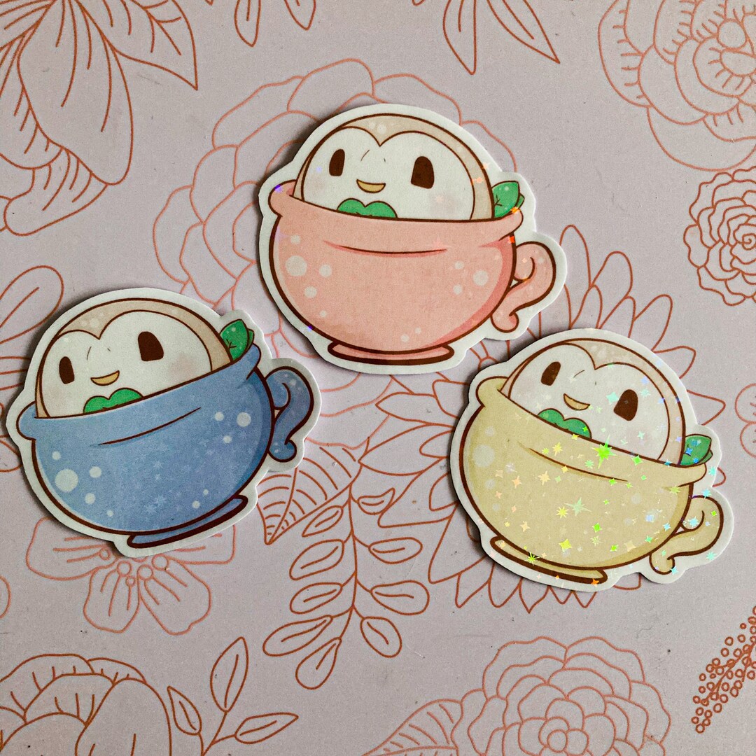 POKEMON Dapper Rowlet in a Tea Cup Die-cut Stickers 3pc - Etsy