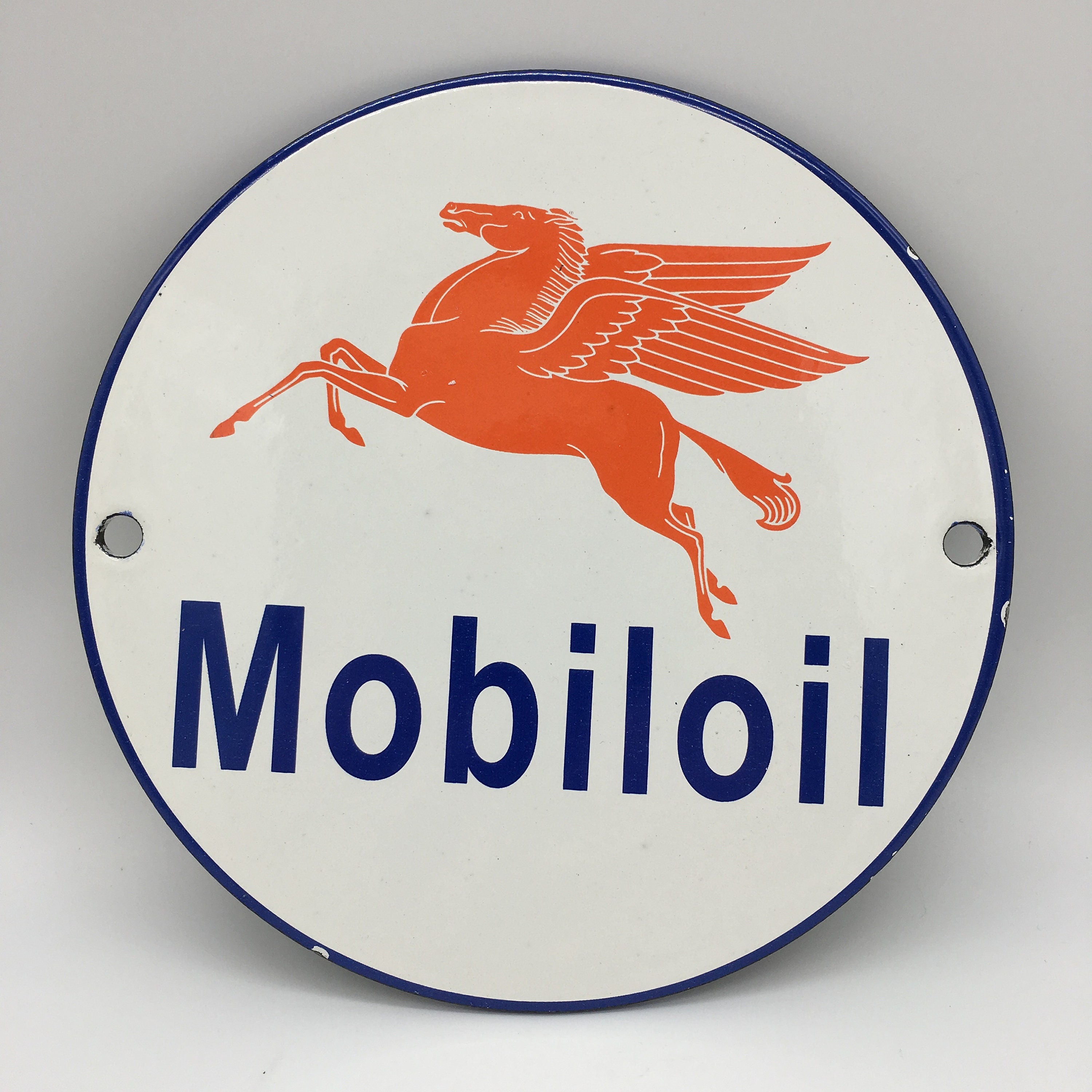 Vintage Porcelain Sign Mobil Oil Pegasus Metal Enamel Gas Station ...