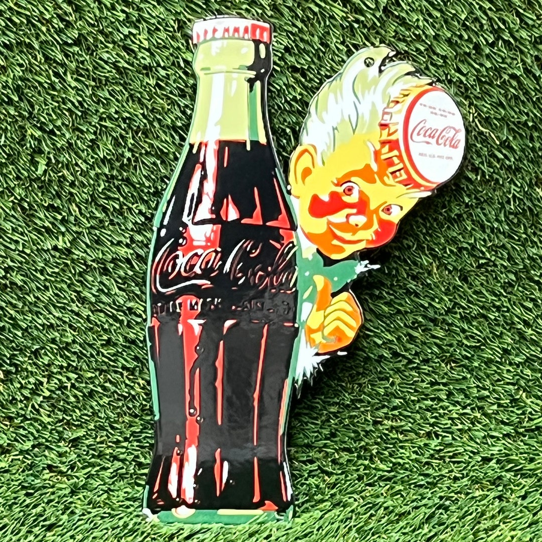 Vintage Porcelain Sign Coca Cola Bottle Sprite Boy Metal Enamel Gas ...