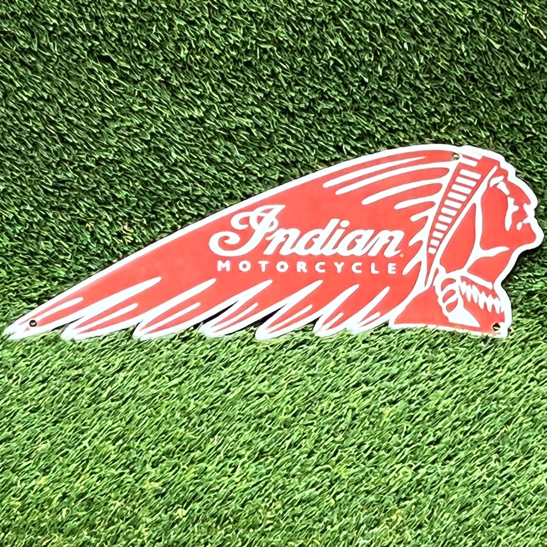 Vintage Porcelain Sign Indian Motorcycle Indian Chief Metal Enamel Gas ...