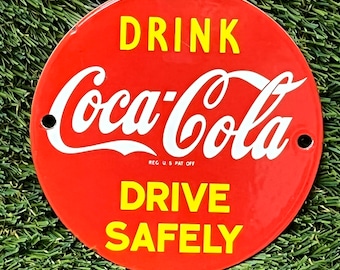 Round Coca Cola Sign - Etsy