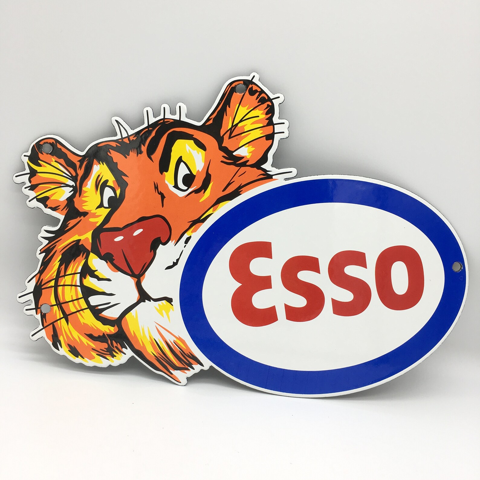 Vintage Porcelain Sign Esso Gas and Oil Tiger Metal Enamel Gas - Etsy