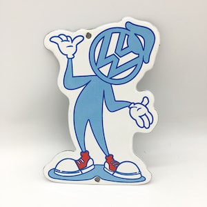 Vintage Porcelain Sign VW Volkswagen Dude Metal Enamel Gas Station ...