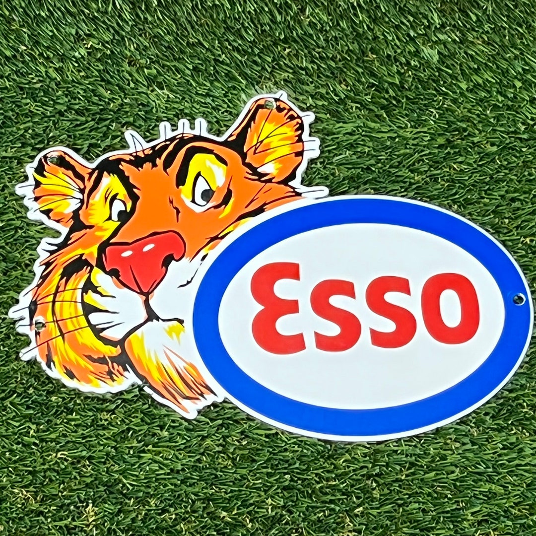 Vintage Porcelain Sign Esso Gas and Oil Tiger Metal Enamel Gas - Etsy