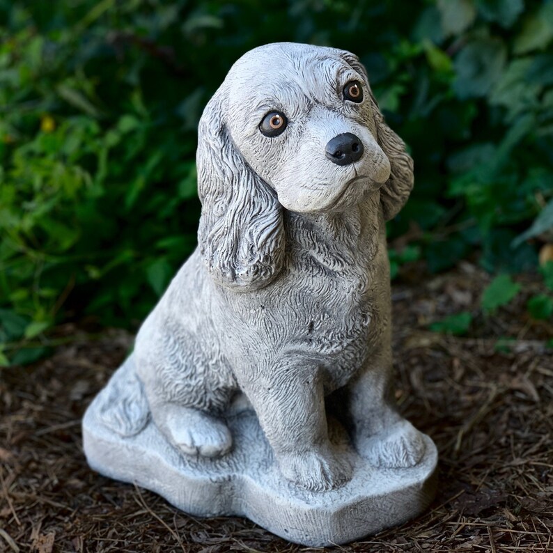 Cute Cocker Spaniel Statue Stone Dog Figurine Concrete Spaniel - Etsy