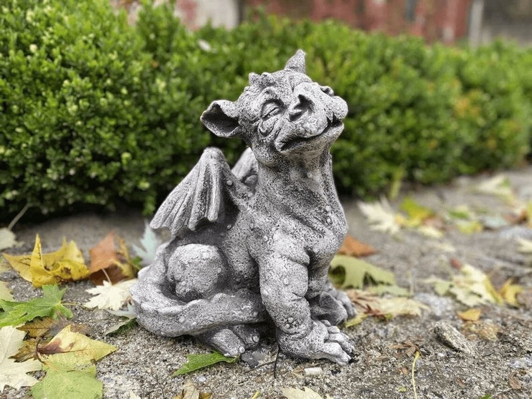 Winged Baby Dragon Statue Concrete Dragon Sculpture Outdoor Fantasy ...