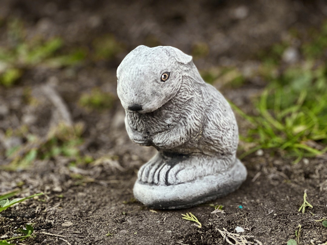 Rabbit Garden Ornament Concrete Animal Statue Outdoor Memorial Figurine ...