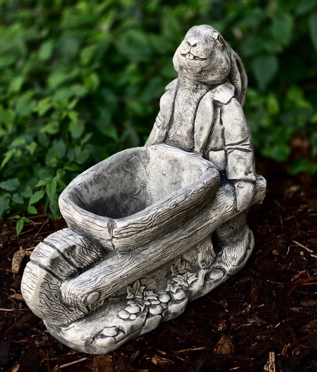 Peter Rabbit Outdoor Statue Cute Rabbit With Cart Pretty Garden Planter ...