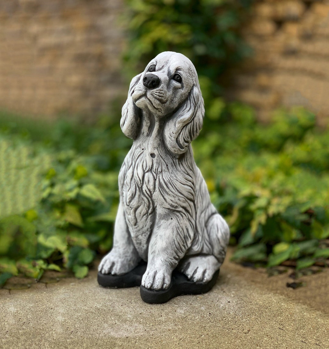 Cute Spaniel Sculpture for Home and Garden Decor Concrete Dog Statue ...